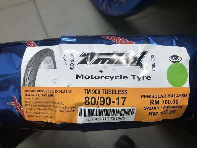 T-MAX TAYAR 80/90-17 TUBELESS (MADE IN MALAYSIA)(SIRIM BY MALAYSIA ...