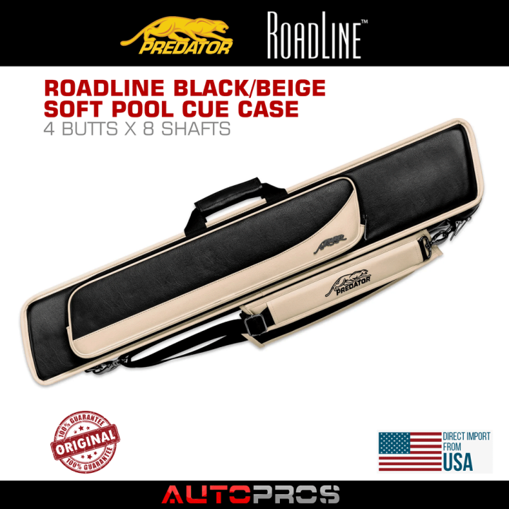 Predator Roadline Black/Beige Soft Pool Cue Case - 4 Butts x 8 Shafts ...