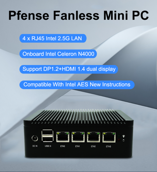Fanless Intel J6142 Mini PC 4 Intel 2.5G LAN Celeron N4000 i225 Nic ...