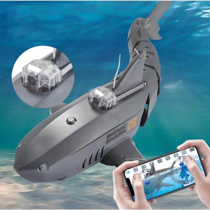 2.4G Remote Control Shark Toys Swimming USB Rechargeable Submarine ...