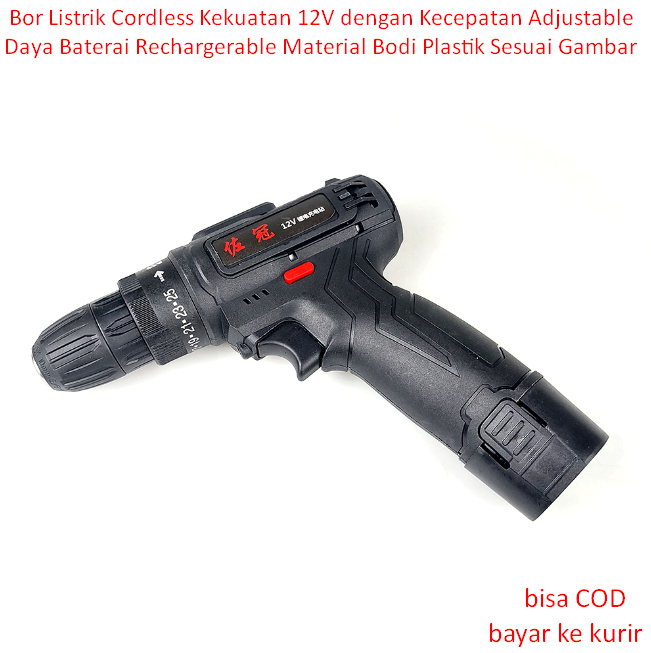 Bor Listrik Cordless Kekuatan 12V dengan Kecepatan Adjustable Daya ...
