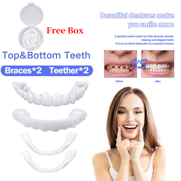 2Pair Fake Tooth Kit Perfect Smile Denture Fit Flex Cosmetic Teeth ...
