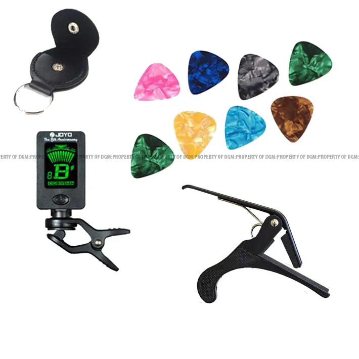 Guitar Tuner + Capo + picks bag + 8 Celluloid Picks Tuning Capotraste ...