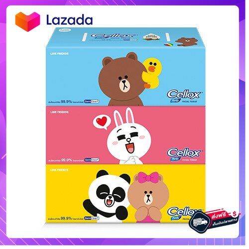 💙โปรส่งฟรี💙 ( แพค 3 กล่อง) Cellox Purify LINE Friends Facial Tissue ...