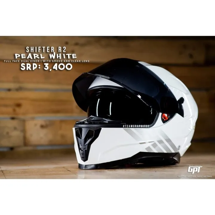 shifter r2 v2 pearl white dual visor fullface helmet | Lazada PH