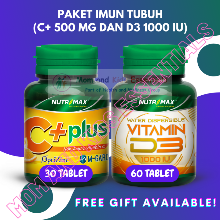 PAKET IMUN NUTRIMAX C PLUS C+ 500 MG 30 TABLET DAN VITAMIN D3 1000 IU ...