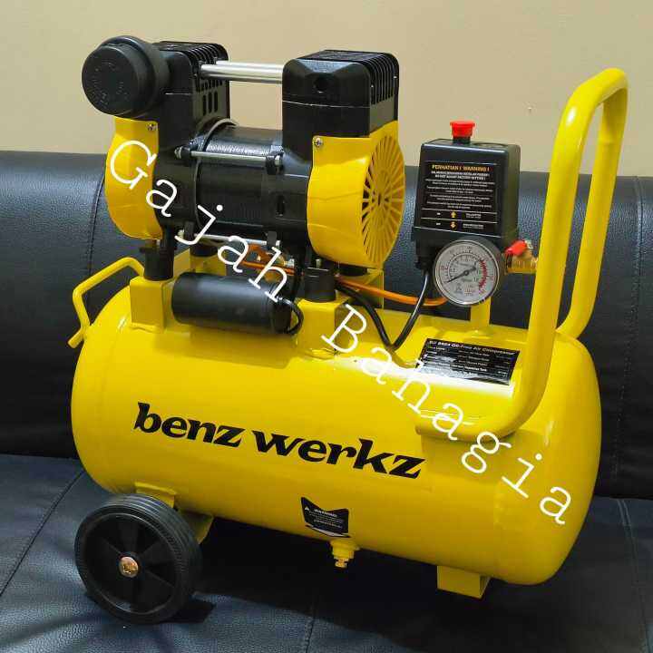 Mesin kompresor 1.25 hp 24 Liter 900 Watt Oiless Silent Compressor ...
