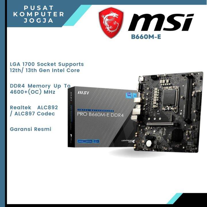 MSI PRO B660M-A DDR4 Micro-ATX Motherboard CPU Socket LGA 1700, microATX, Chipset Intel B660 ...