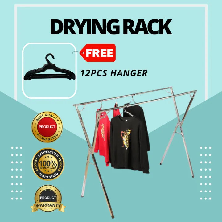 Folding Drying Rack with FREE 12PCS HANGER Sampayan Foldable Stainless ...