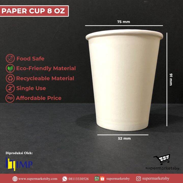 Gelas Kertas 8 oz 240 ml / Paper Cup 8 oz 240 ml | Lazada Indonesia