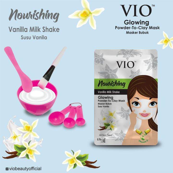 VIO GLOWING POWDER TO CLAY MASK NOURIHSING VANILLA MILK SHAKE - 20G ...