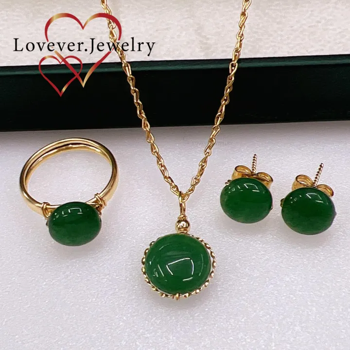 LOVEVER HIGH QUALITY AUTHENTIC 14/20 US 10K GOLD HANDMADE NATURAL JADE ...