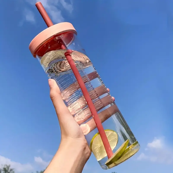 Botol Air Infuser Buah Botol Air Plastik dengan Botol Jus Lemon Jerami ...