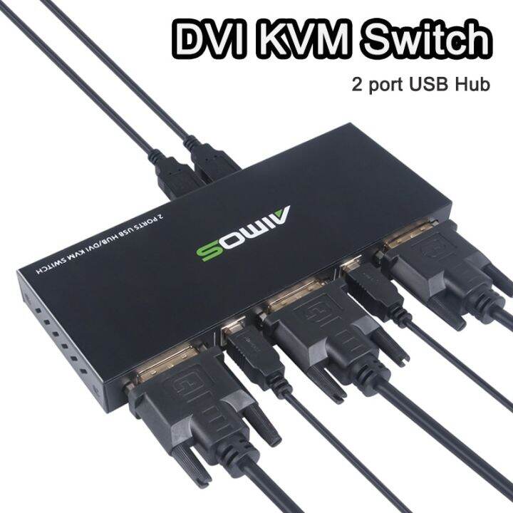 Dvi Kvm Switch 2port Usb Hub 2 In 1 Out Plug And Play Selector Dvi Switch Box Sharing Usb