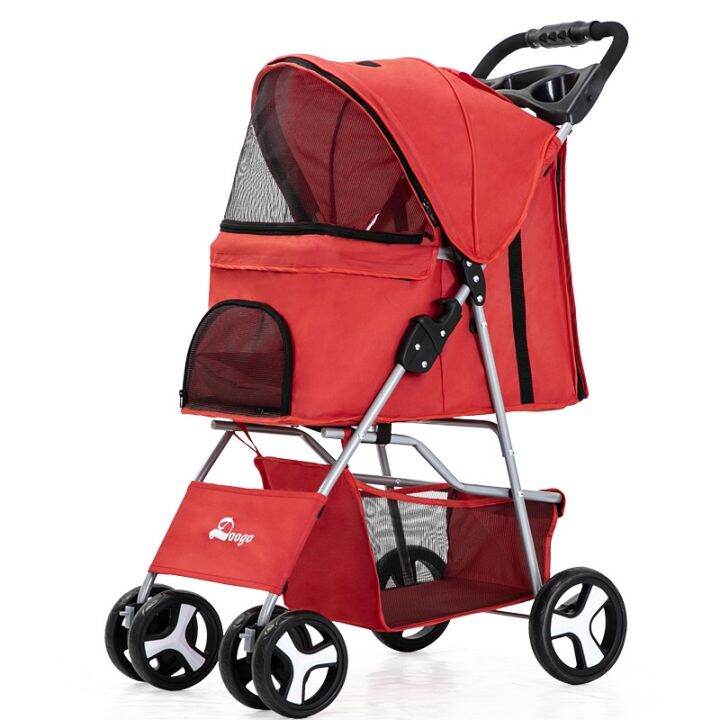 Doogo Pet Stroller Collapsible Four Wheel Stroller Suitable For Cat And ...