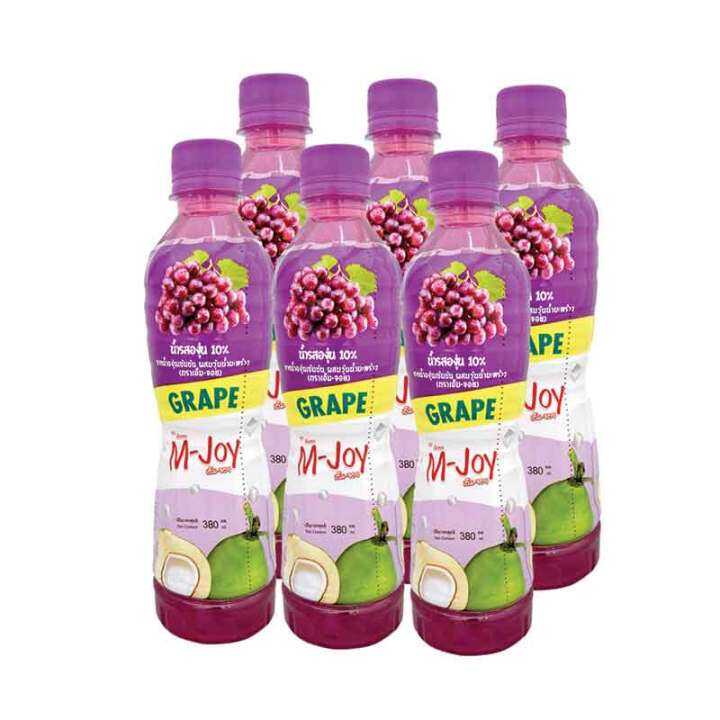 เอ็มจอย น้ำองุ่น10% ผสมวุ้นมะพร้าว 380 มล. แพ็ค 6 ขวด Mjoy Grape 10-25% + Coconut 380 ml x 6 โปร ...