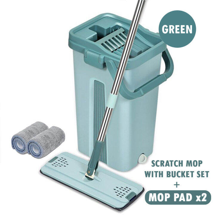New Slim Scratch Mop Self-Wash And Squeeze Dry Flat Mop With Bucket ...