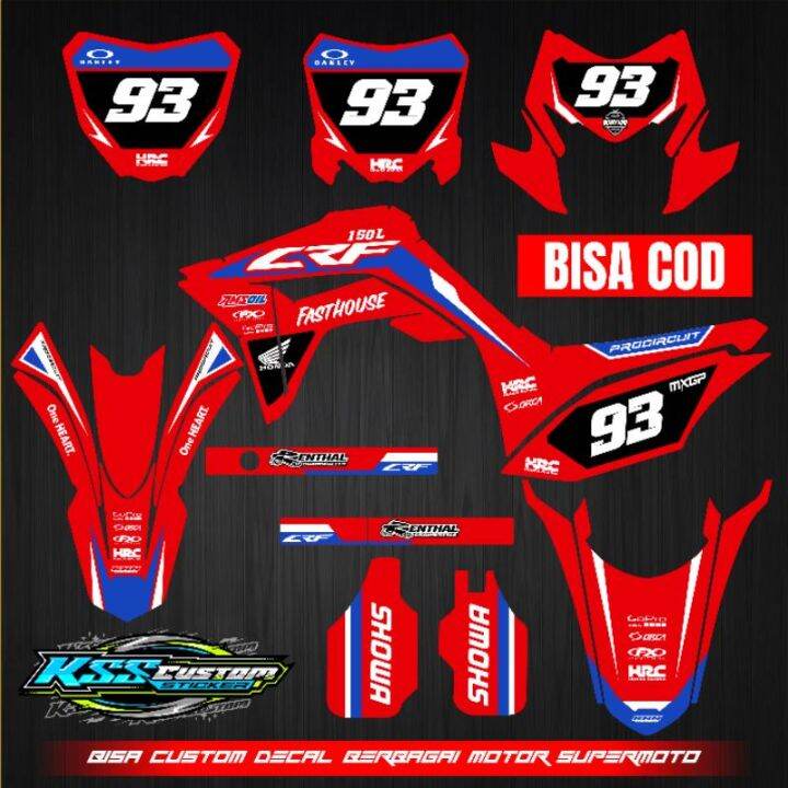DECAL CRF150L FULL BODY MERAH PUTIH - DECAL CRF 150 L SIMPEL - DECAL ...