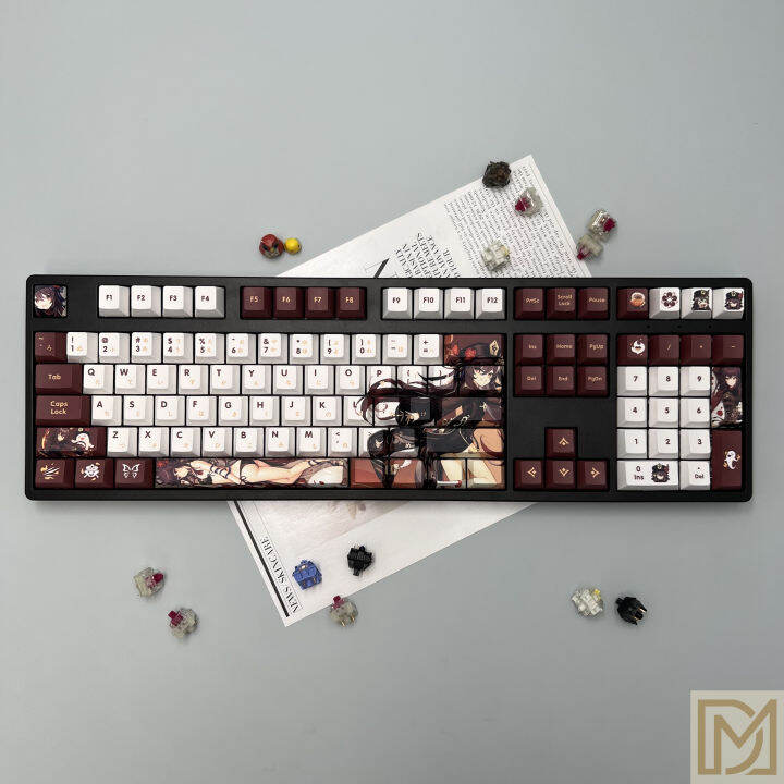 Hu Tao Genshin Impact Keycap PBT Dye Sub Cherry Brown Hutao Keycaps ...