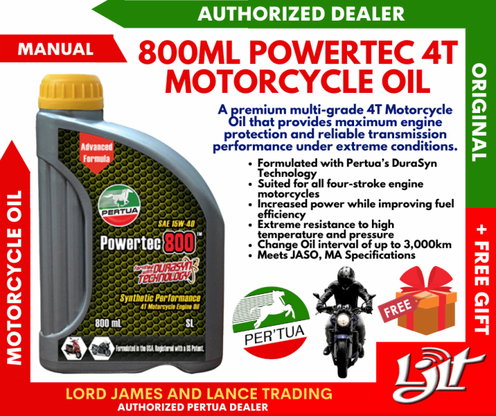 PERTUA POWERTEC 4T MOTORCYCLE OIL 800ML + FREE GIFT | Lazada PH