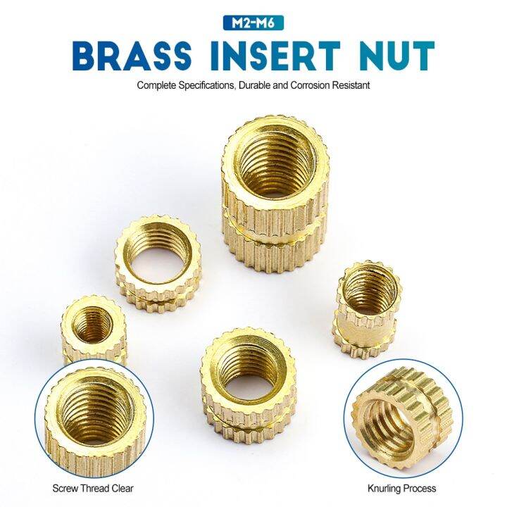 NINDEJIN 10-50Pcs Brass Insert Nut M2 M2.5 M3 M4 M5 M6 Knurled Threaded Insert Nut For 3D Print ...