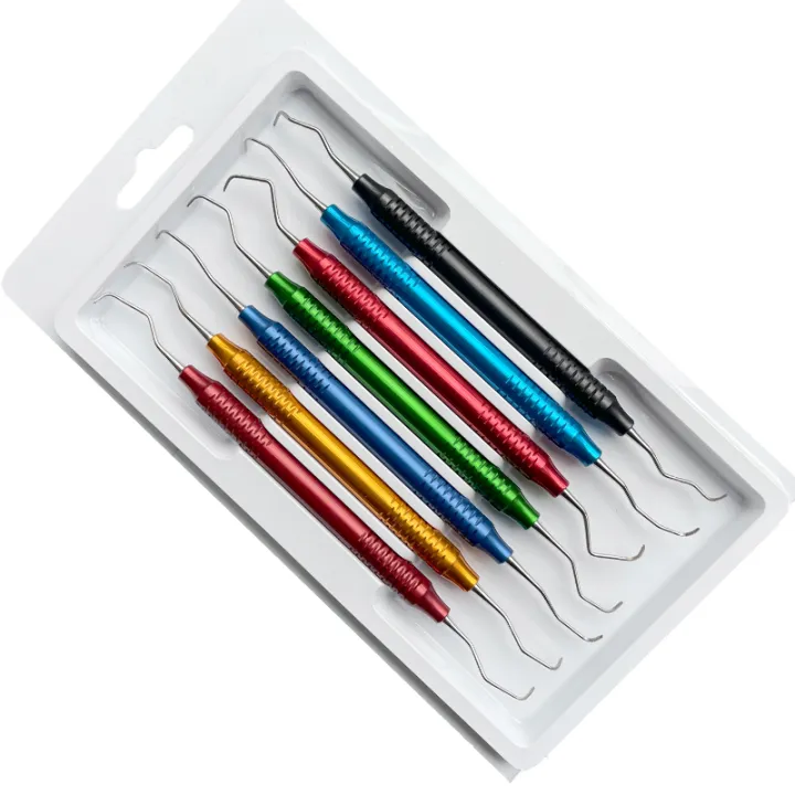 7 Pcs Kit Dental Tooth Cleaning Scaler Dental Gracey Curette ...