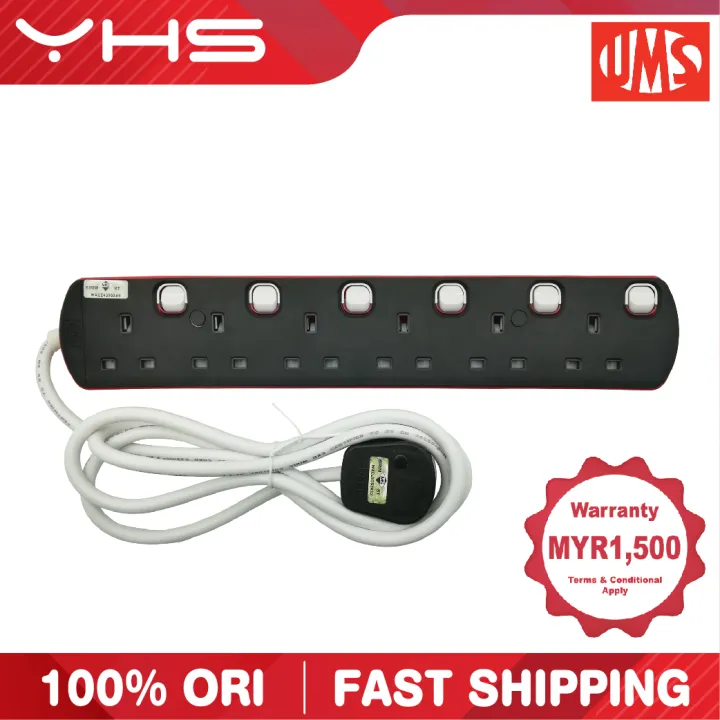 UMS TS8 Series SIRIM APPROVED Extension Socket with 4, 5, 6 Gang, 1.8m ...