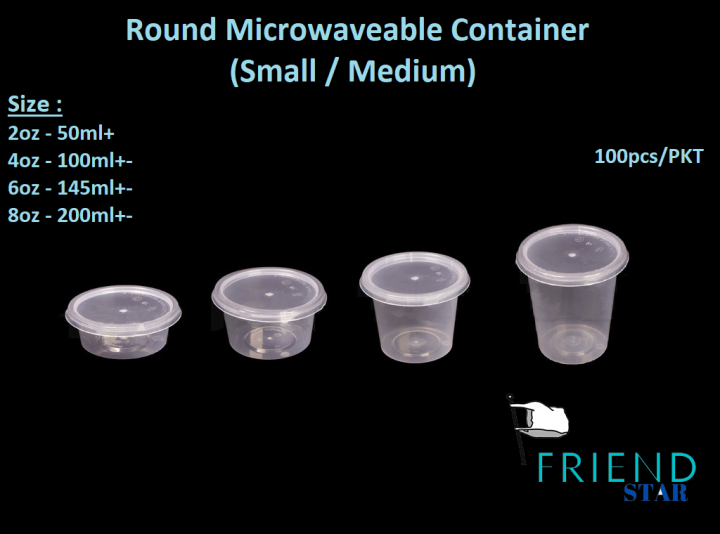 [100pcs] [Small / Medium] Microwaveable Round Container / Small Size ...