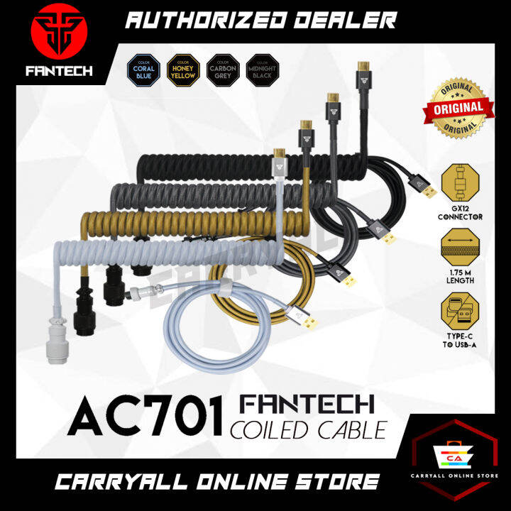 Fantech Coiled Cable AC701 For Mechanical Keyboards Type-c to USB-A ...
