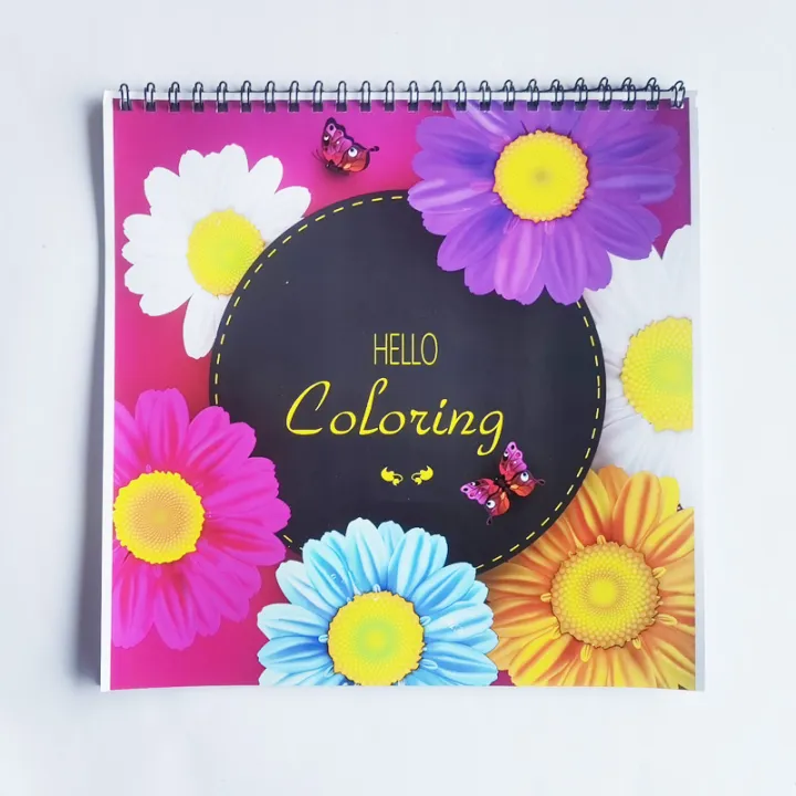 21x21cm Hello Coloring book for kids adults 24 pictures flower design ...