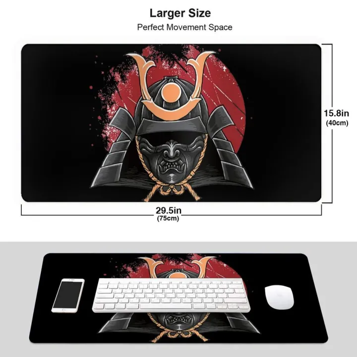 Gaming Mousepad Samurai Ronin Japanese Warrior Helmet Personalized Anti ...