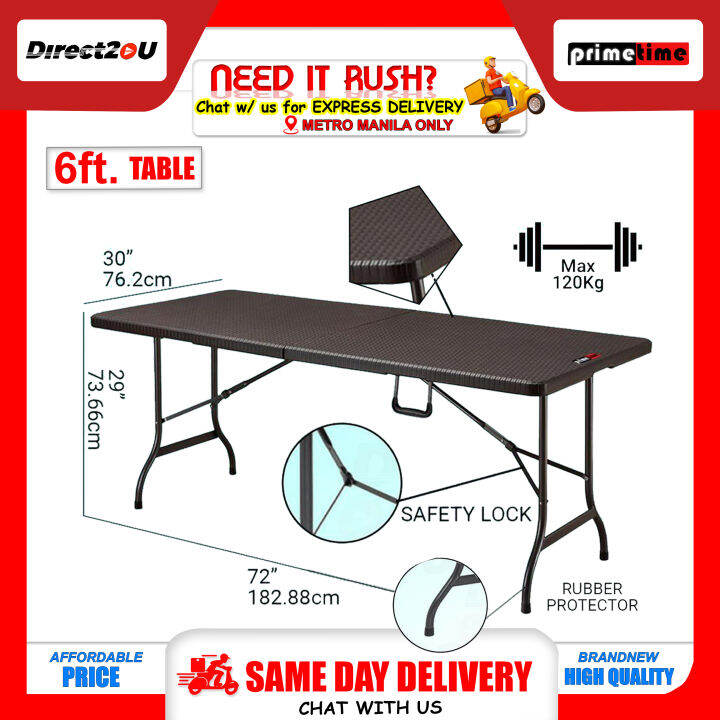 Primetime Premium 6 Ft. Rectangular RATTAN LOOK Fold-in-Half Multi ...