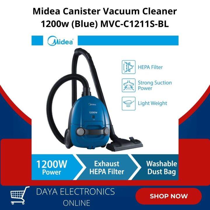Midea Canister Vacuum Cleaner 1200w (Blue) MVC-C1211S-BL | Lazada