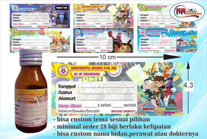 100 LEMBAR Label obat syrup / label obat sirup / stiker obat / stiker ...