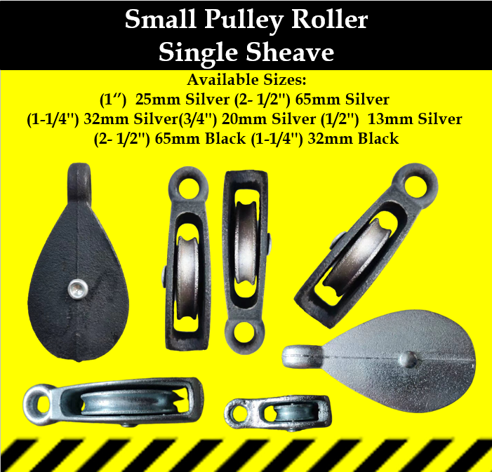 Twin Jean III Cast Iron Single Sheave Pulley Black Painted 1" Mini ...