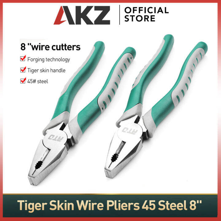 AKZ 8 Inches 20cm Wire Cutter Pliers Vise Cutters for Hardware Tools Industrial Grade Flat Mouth ...