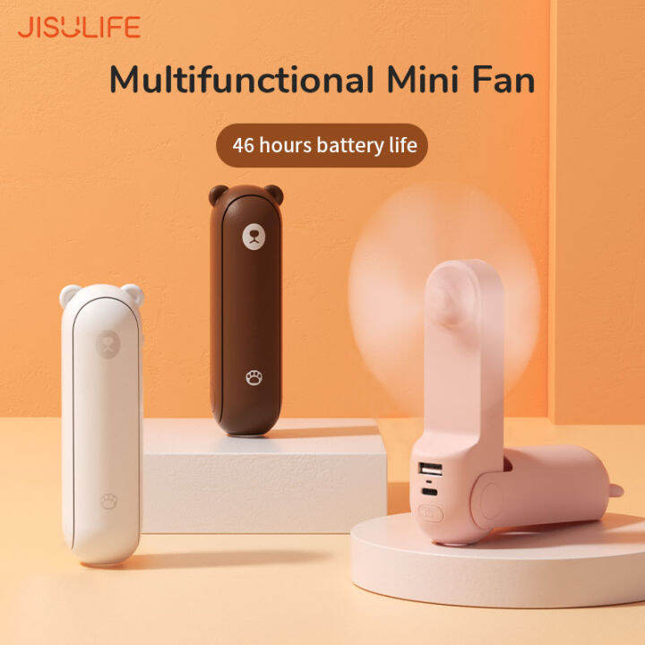 JISULIFE Portable Fan 3 IN 1 Mini Hand Held Cooling Fan USB 4800Mah ...