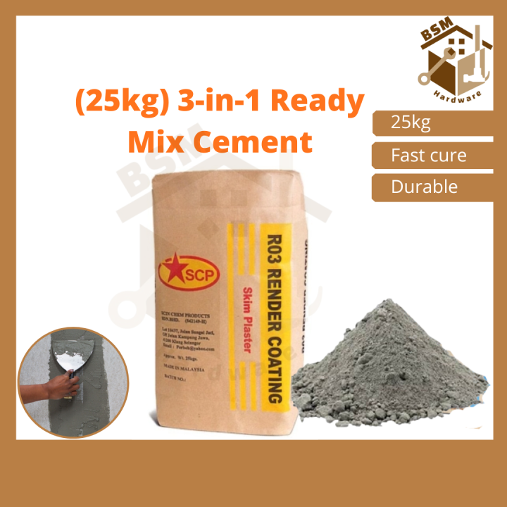 BSM SCP 25kg 3 in 1 Cement And Sand Mix Ready Mix Cement Pre Mix Plaster Simen Campur Pasir ...