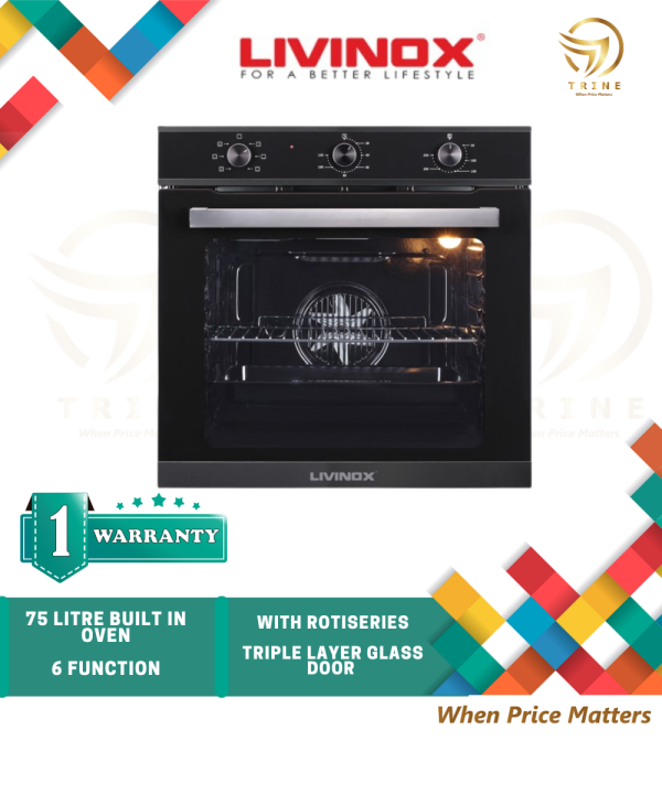 LIVINOX 75 LITRE BUILT-IN OVEN LBO-LINOX 6F-75SS | Lazada