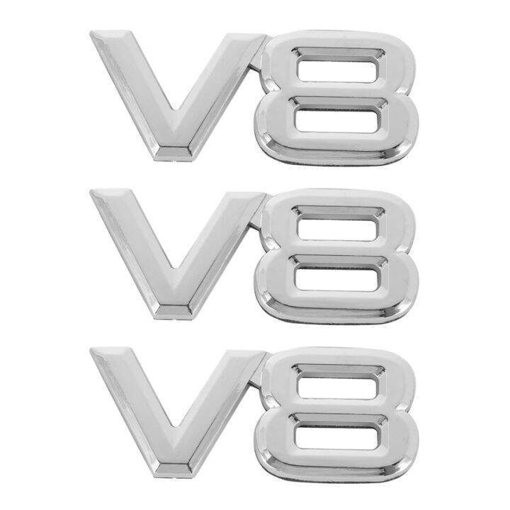 2X 7.5x3.5cm Auto car V8 stickers 3D Chrome Sticker Badge Emblem ...