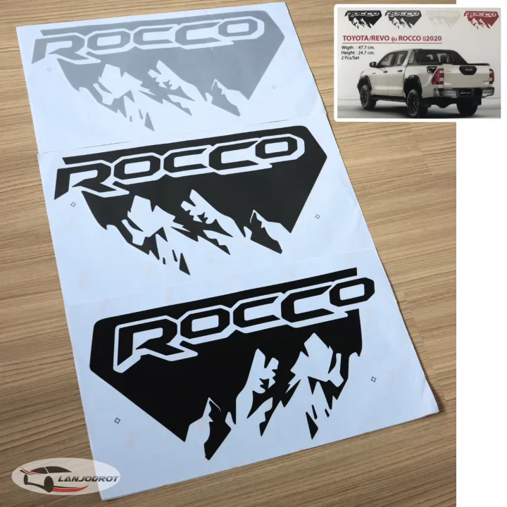 1 คู่ (2 ชิ้น) Sticker ROCCO สติ๊กเกอร์ติดข้างรถ ท้ายรถ รีโว่ ร็อคโค่ ...