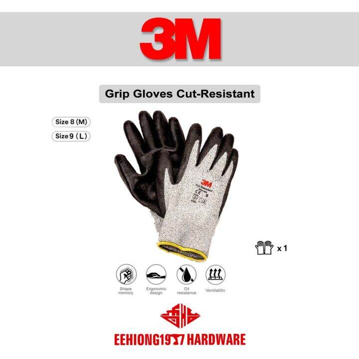 3M Comfort Grip Glove CGM-CRE Cut Resistant ANSI 2 Size M Hand Glove ...