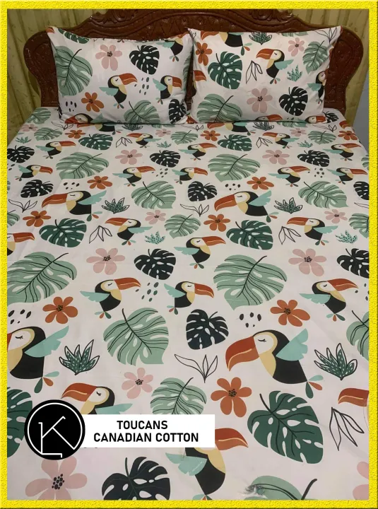 Toucans | 3in1 | Canadian Cotton Bed Sheet | Lazada PH