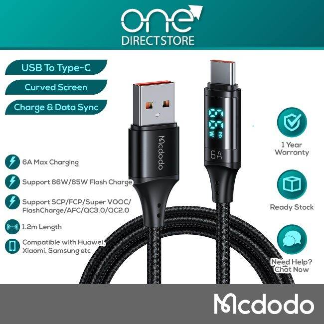 Mcdodo CA108 สายเคเบิลข้อมูลดิจิทัล HD 6A USB เป็น Type-C ยาว 1.2 เมตร hjx | Lazada.co.th