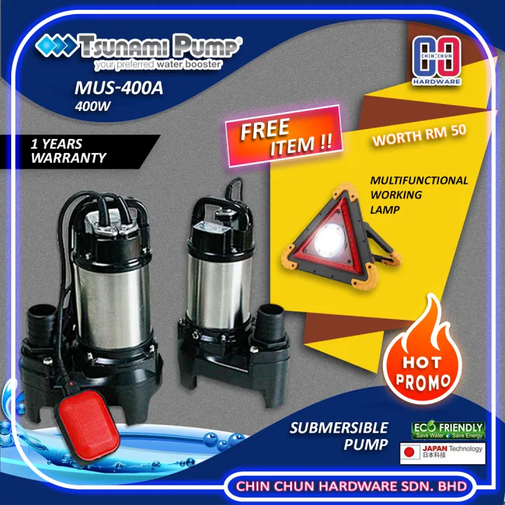 TSUNAMI MUS-400A AUTOMATIC S/S SUBMERSIBLE WATER PUMP FISH WATER PUMP ...