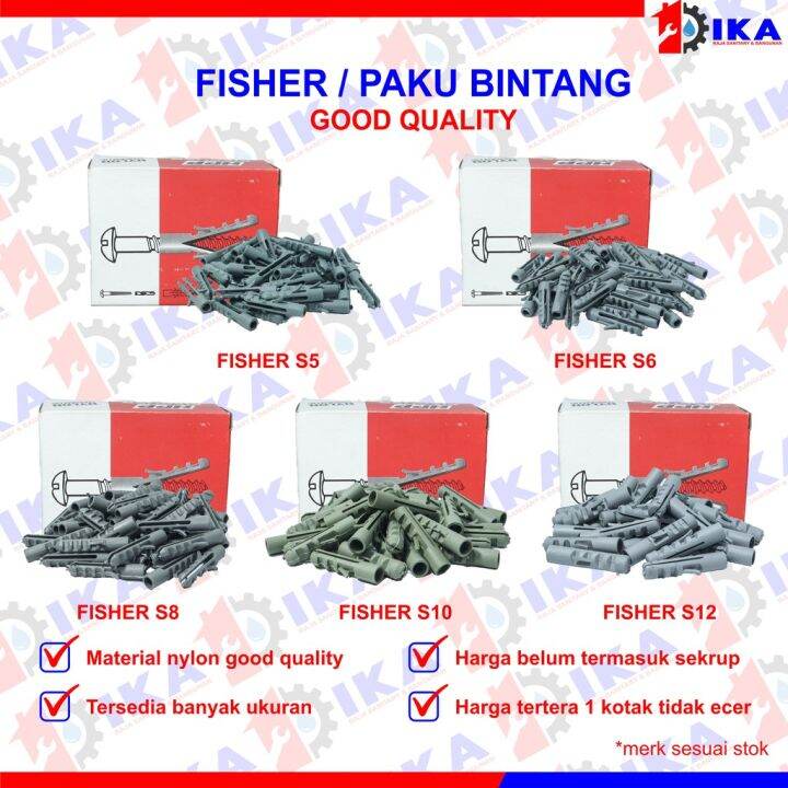 FISER S12 (TANPA SKRUP) baut skrup bintang / nylon viser tembok paku ...