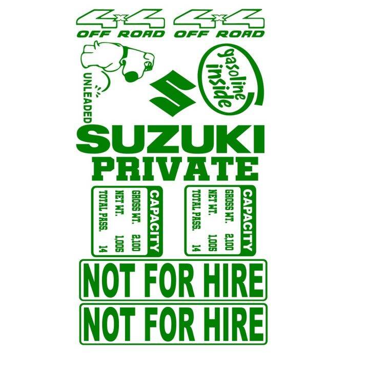 Suzuki Multicab Sticker Decals Set Capacity, Not for Hire, Private, 4X4 ...