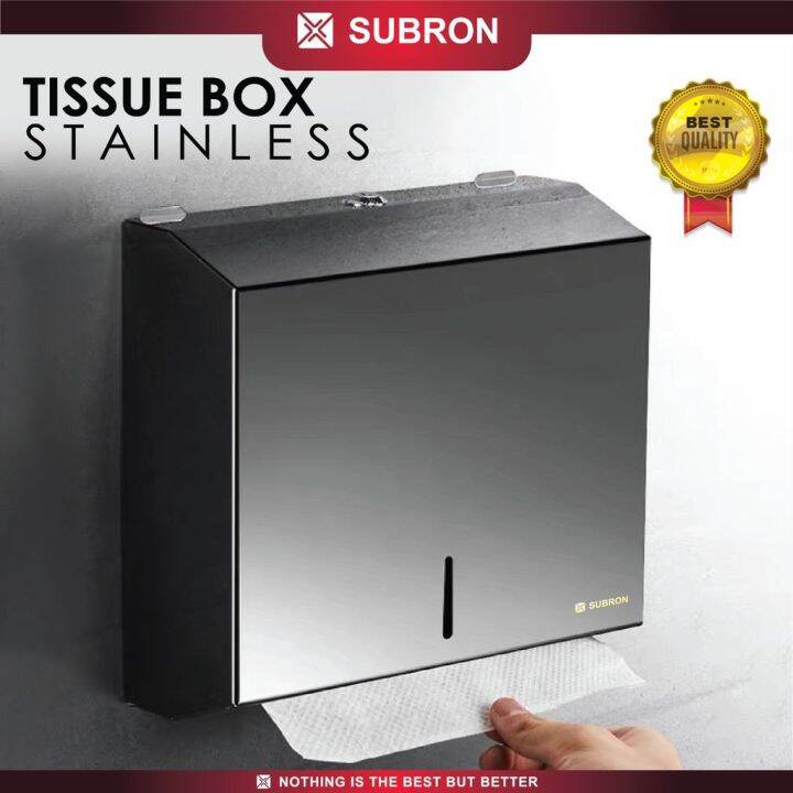 SUBRON Tissue Box Besar Kotak Stainless Tempat Tisu Dispenser Kunci ...