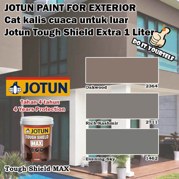Jotun Tough Shield Exterior Paint 1 Liter Oakwood 2364 / Rich Kashmir ...