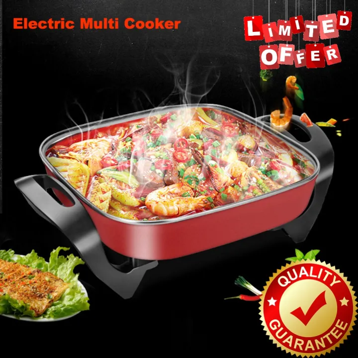 Household Electric Multi Cooking Non-Stick Square Cooking Pot Hot Pot ...